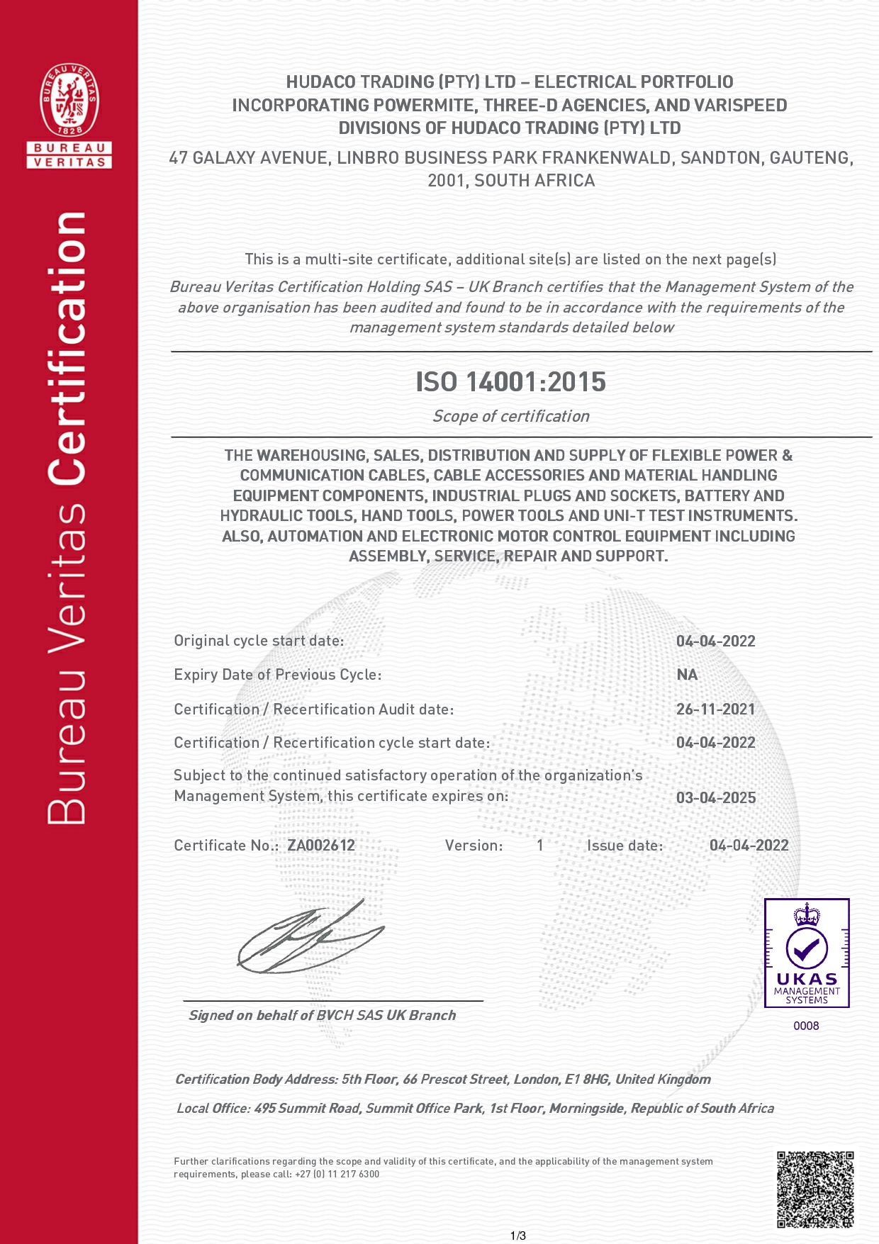 ISO Certificates - Varispeed Engineered Solutions