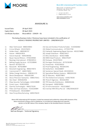 BBBEE Certificate - Varispeed